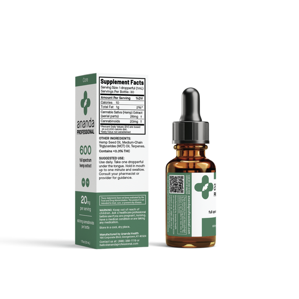 600mg Full Spectrum Hemp Extract CBD Tincture - Ananda - Ananda ...