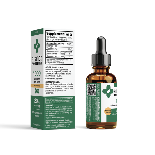 Vanilla Orange Full Spectrum CBD Oil Tincture | 1000mg - Ananda ...