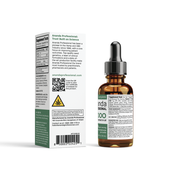 1000mg Full Spectrum Hemp Extract CBD Tincture - Ananda Professional